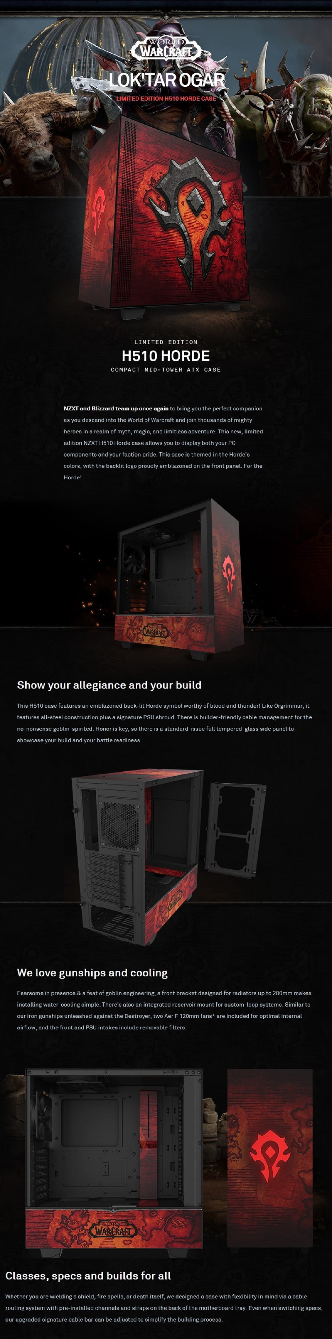 NZXT H510 ATX WarCraft Horde Edition Tempered Glass Side Computer Case ...