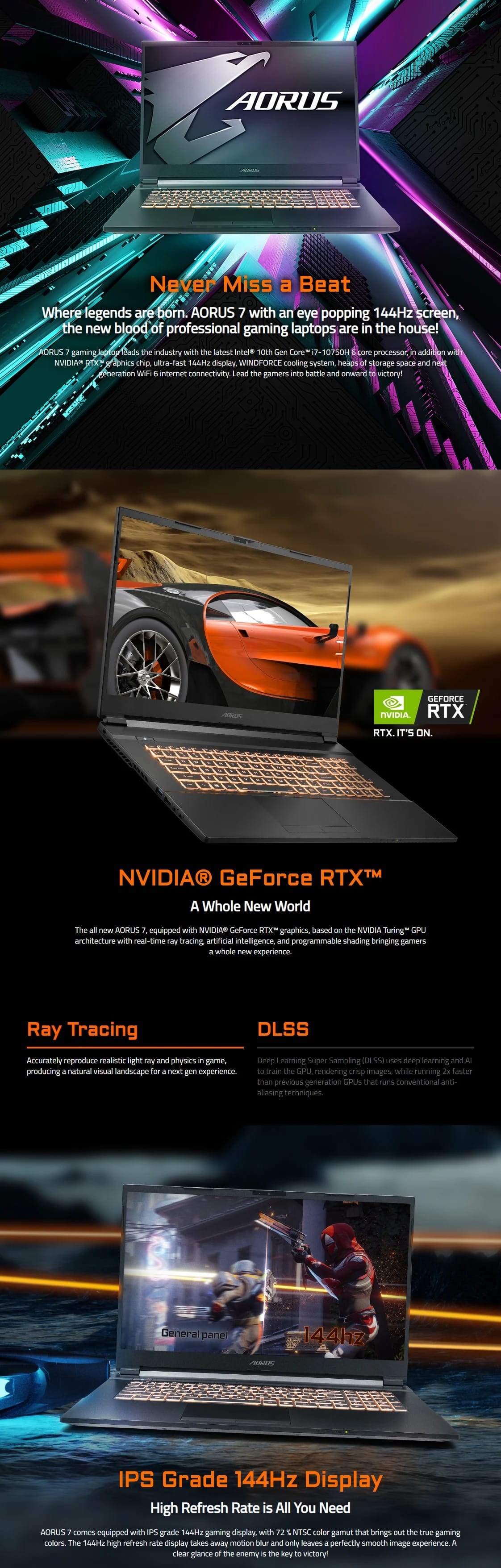 Gigabyte AORUS 7,17.3" FHD 144Hz/i7-10750H/16GB RAM/512GB SSD/RTX2060 ...