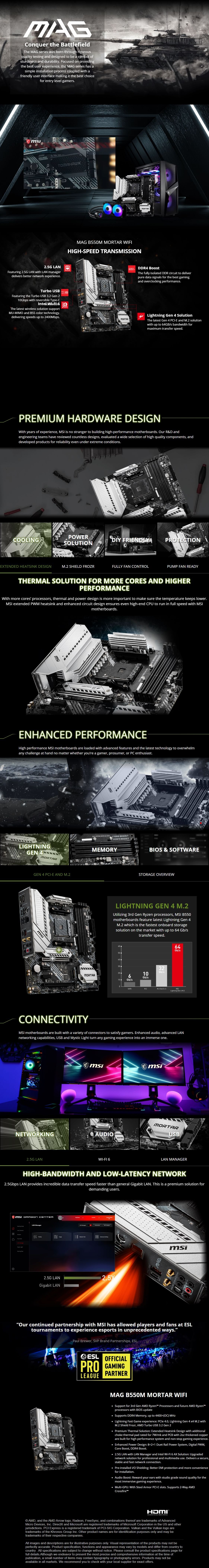 MSI MAG B550M Mortar Wi-Fi AM4 Micro-ATX Motherboard