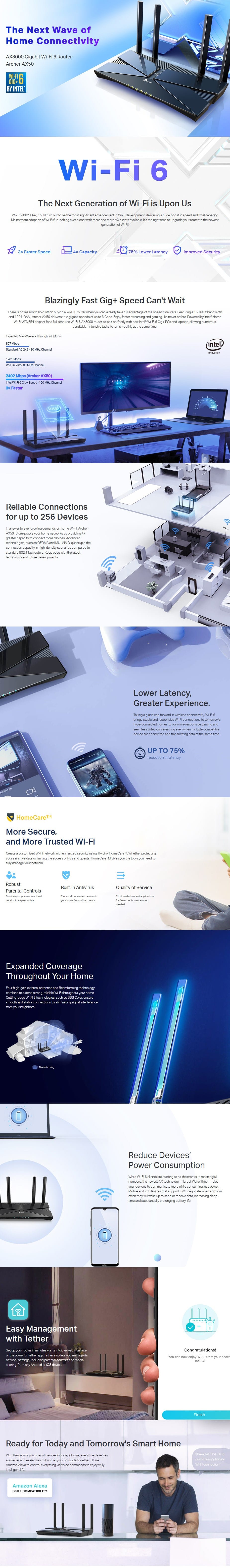 TP-Link Archer AX50 AX3000 Dual Band Gigabit Wi-Fi6 Router