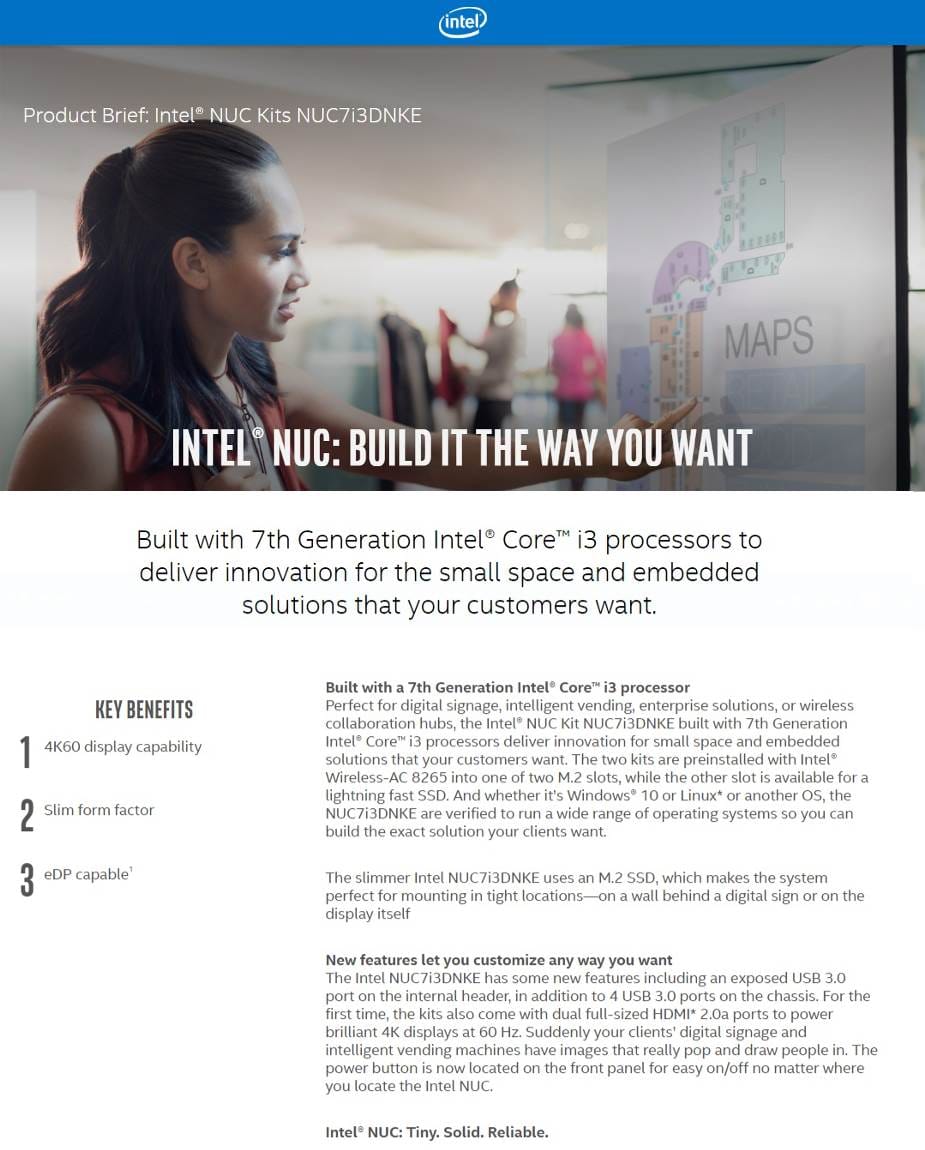 Intel NUC NUC7I3DNKE 7th Gen Commercial i3-7100U 3M Cache Desktop