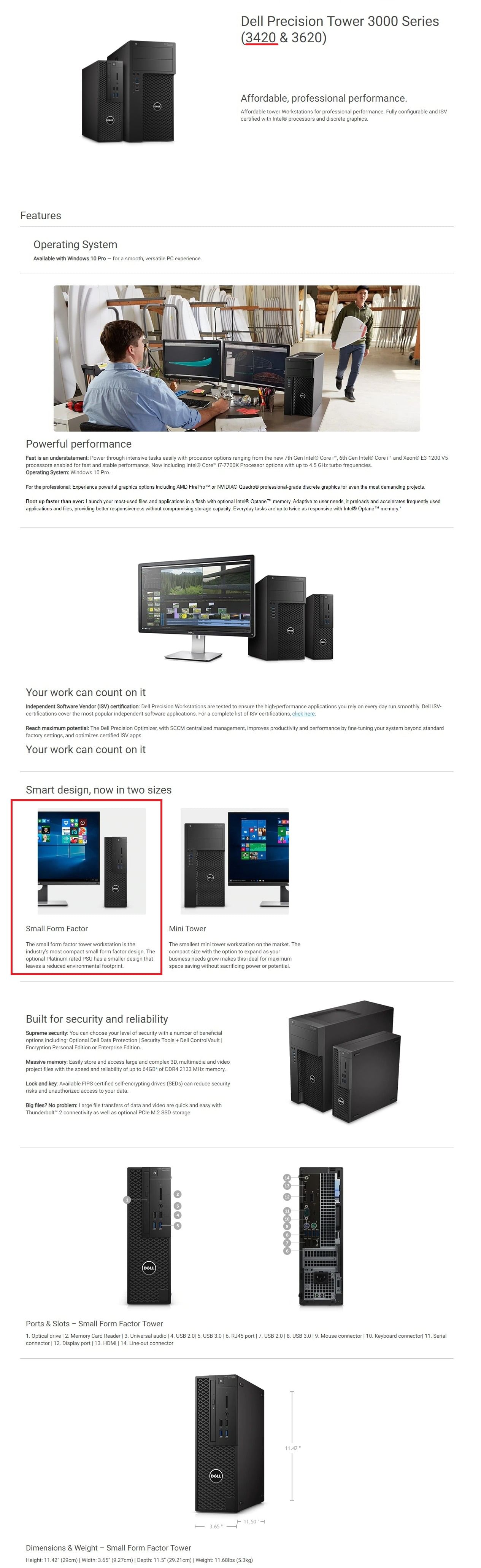 Ex-Leased Dell Precision 3420 Small Form Factor PC, Workstation,i7-6700 ...