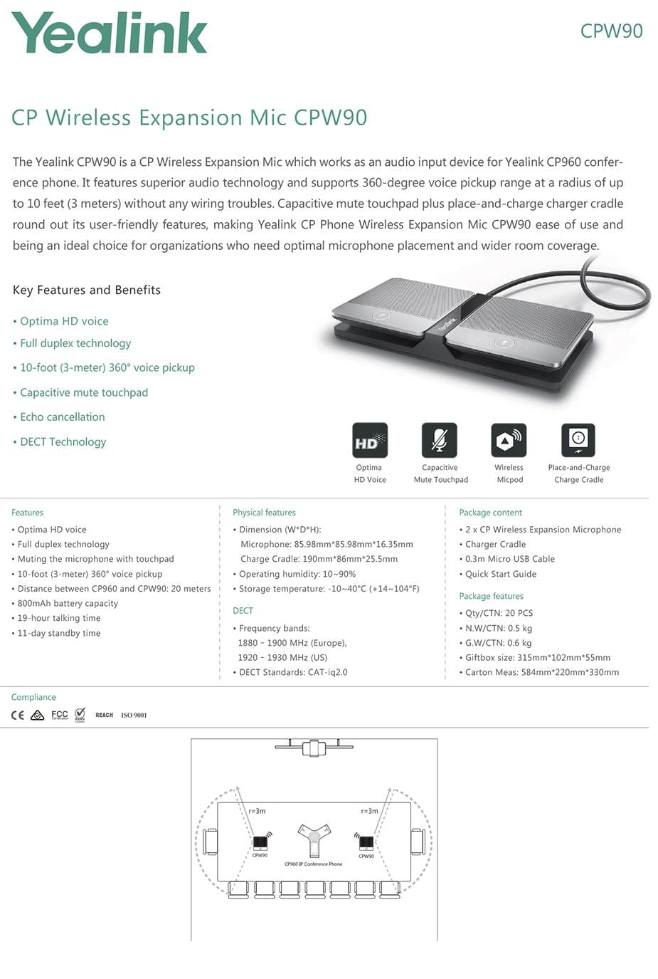 Yealink Two wireless Microphones for CP960