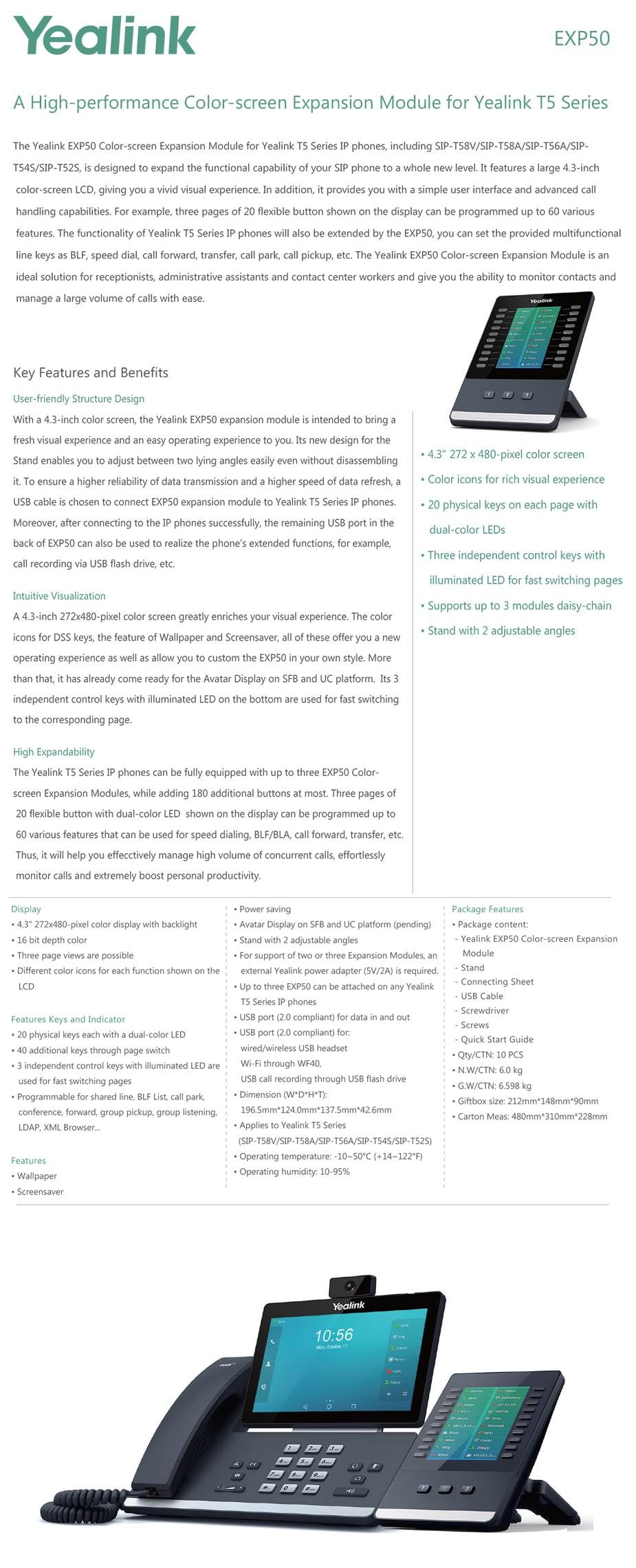 Yealink Color Expansion Module for SIP-T5