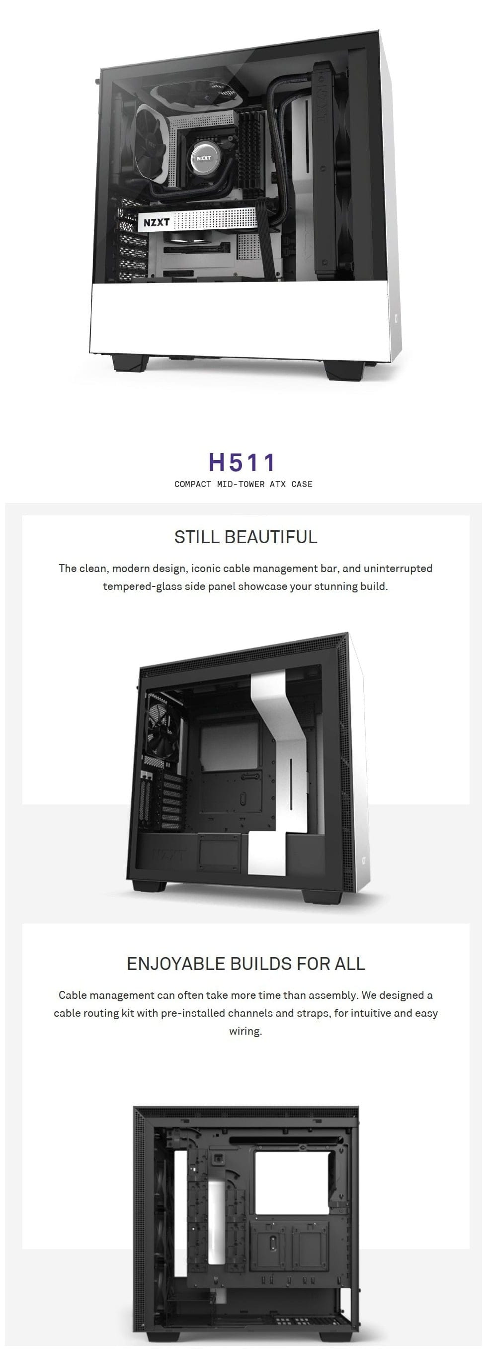 NZXT H511 ATX TG Side Case Matte Black/White