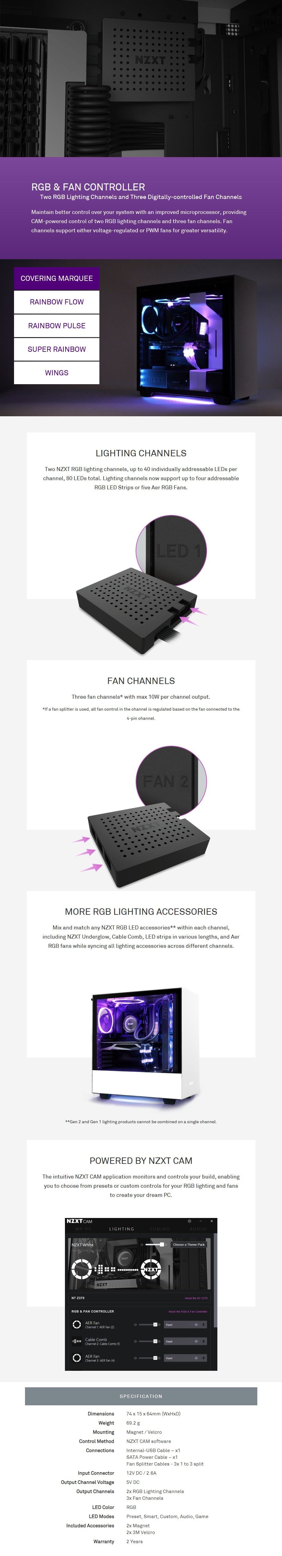 NZXT 2x RGB & 3x Dgtally Controlled Fan Channel