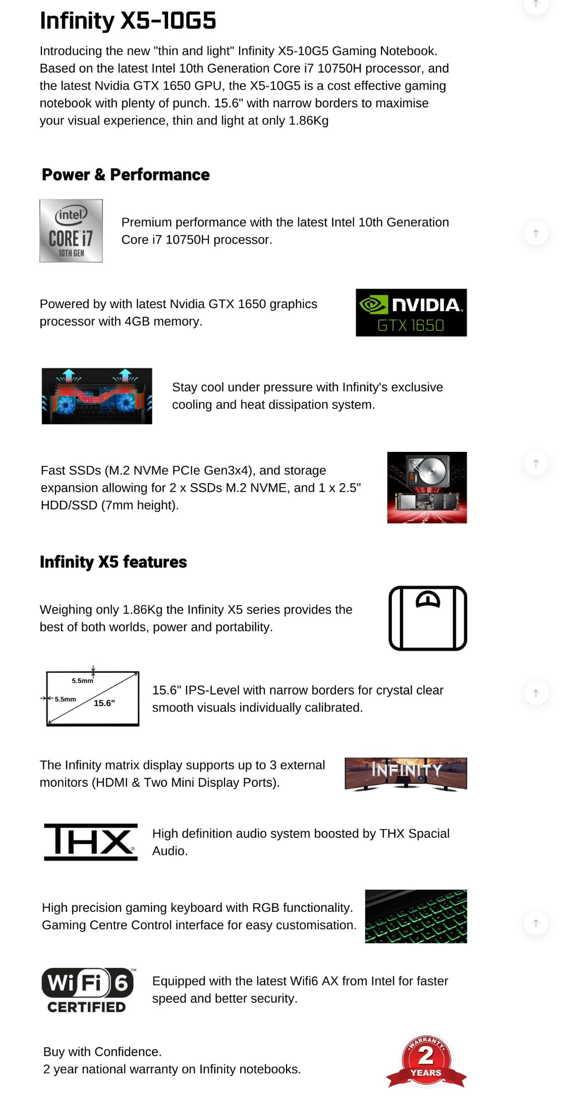 Infinity X5 15.6" Full HD Laptop, i7-10750H, GTX 1650, 16GB RAM, 1TB ...