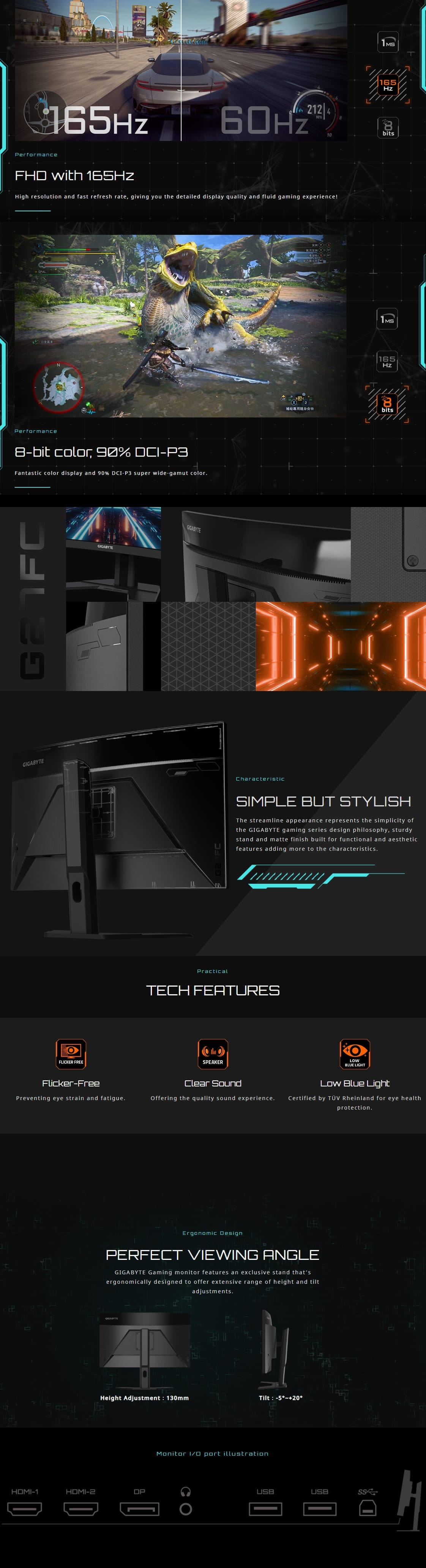 Gigabyte G27FC 27" Full HD 1ms 165Hz Curved AdaptiveSync (FreeSync ...