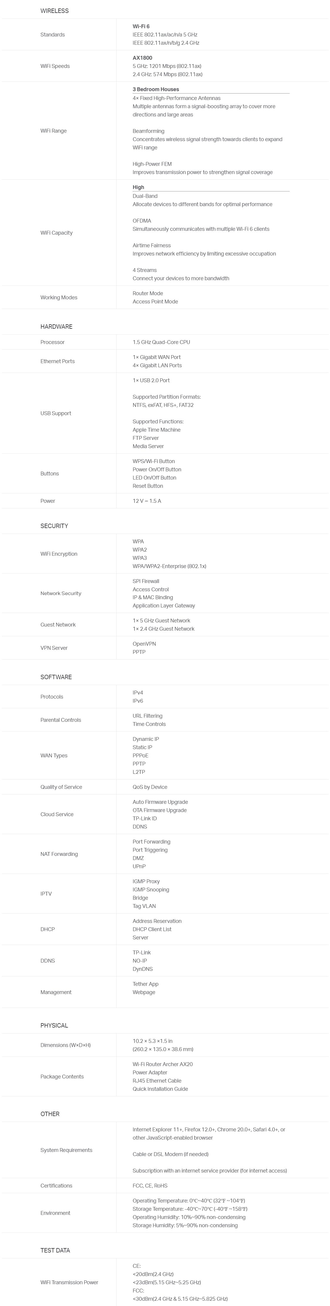 TP-Link Archer AX20 AX1800 Dual-Band Wi-Fi 6 Router