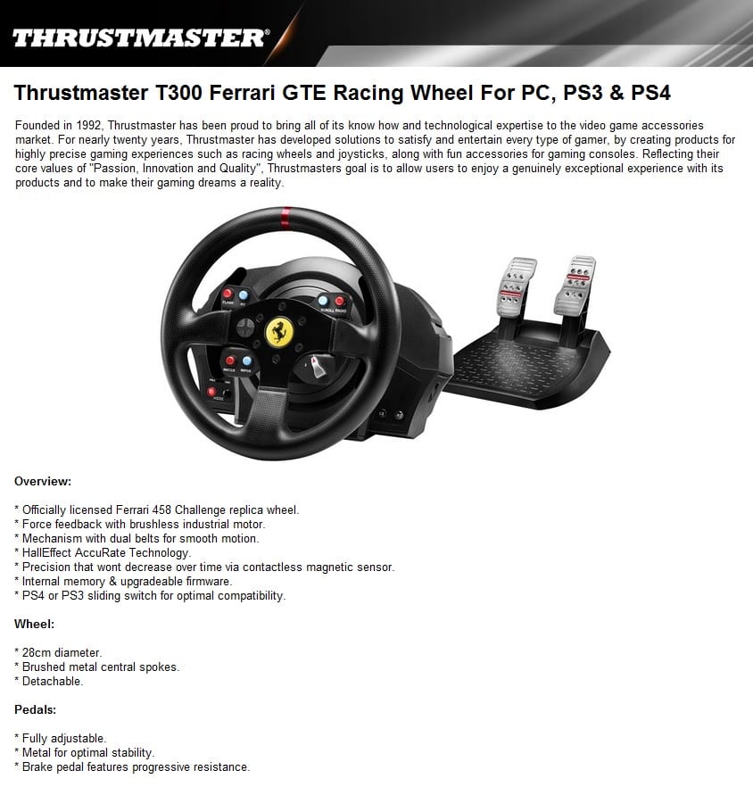 Thrustmaster T300 Ferrari GTE Racing Wheel