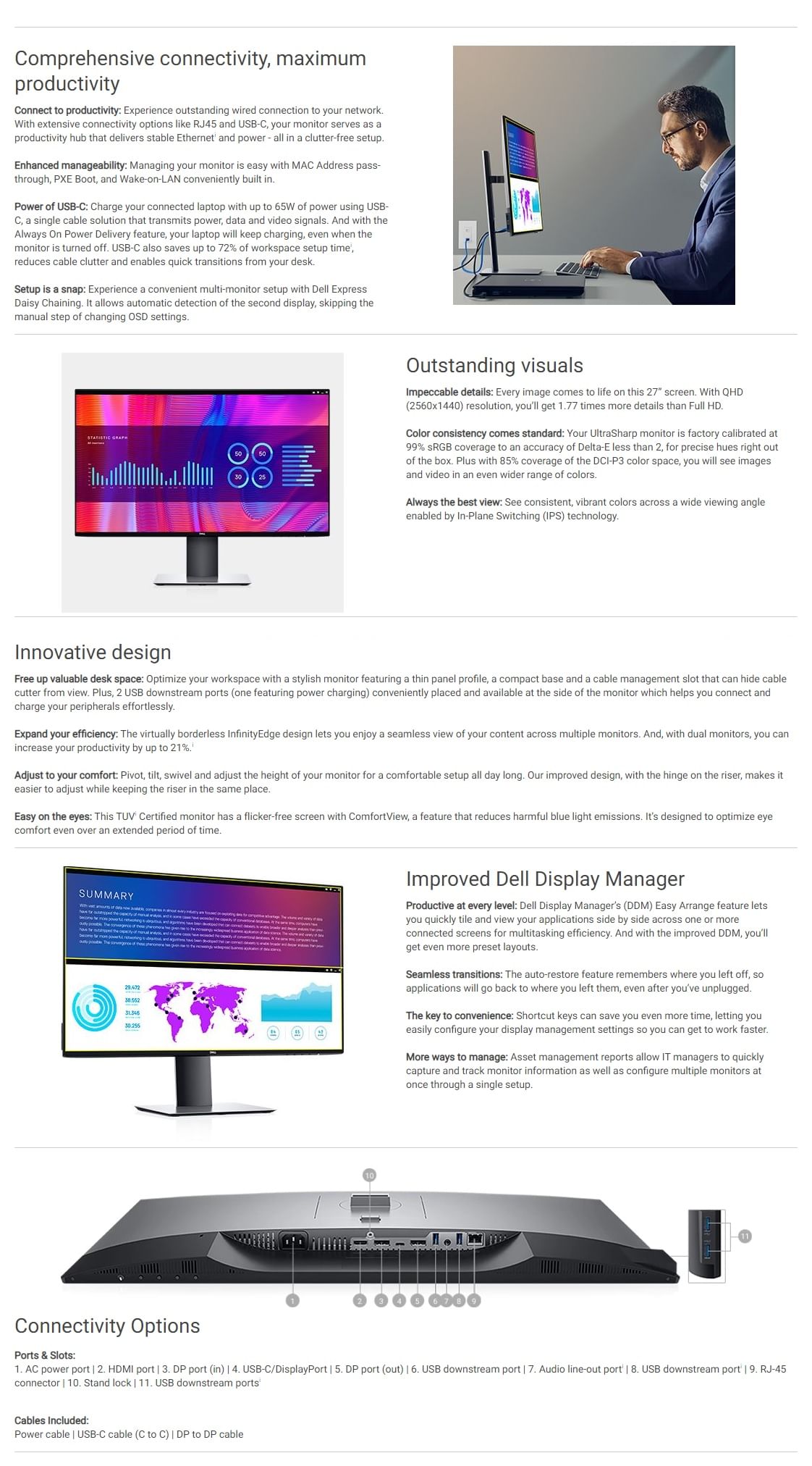 Dell UltraSharp U2721DE Infinity Edge 27" QHD USB-C IPS Monitor