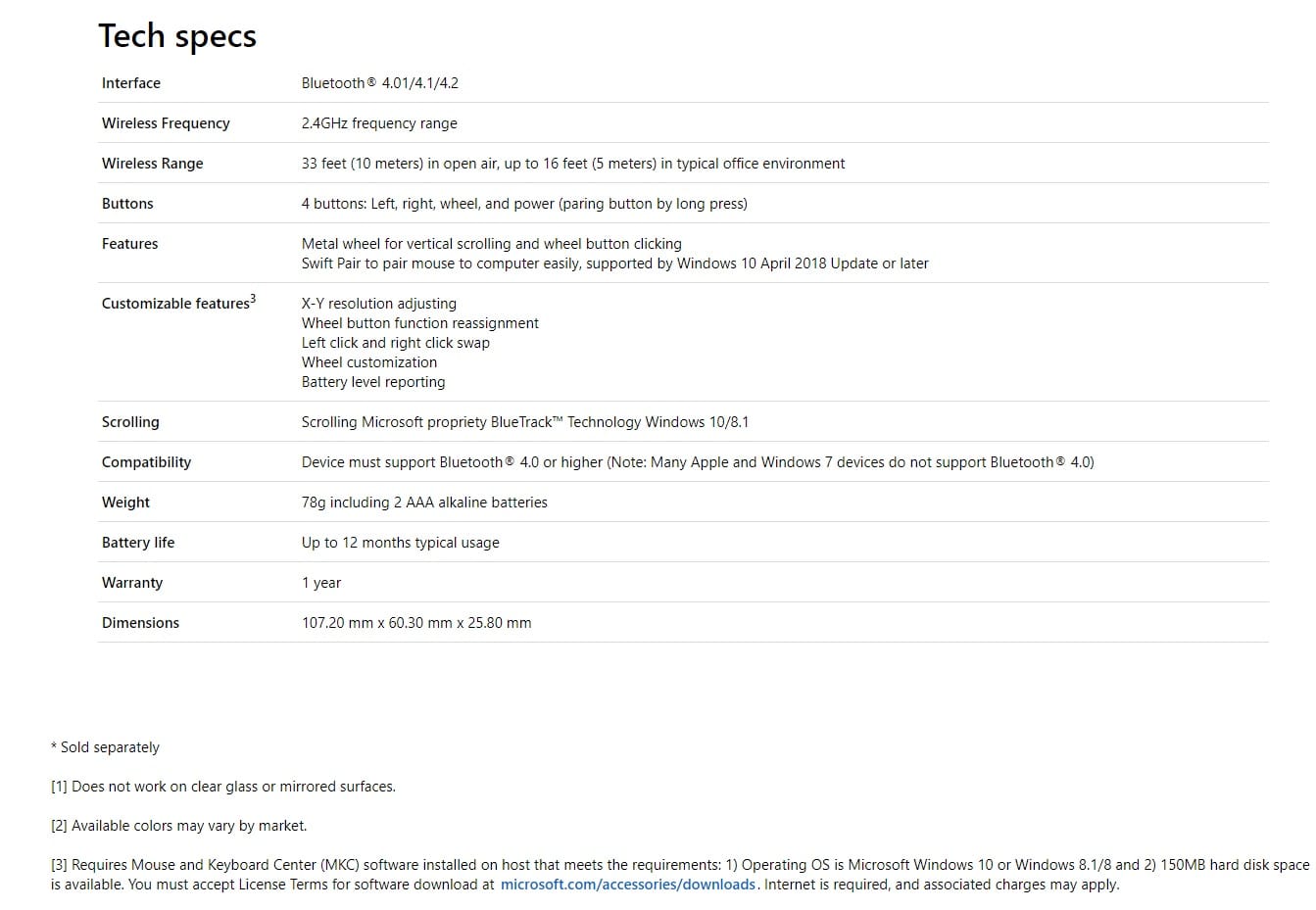 Microsoft Surface Wireless Mobile Mouse - Black