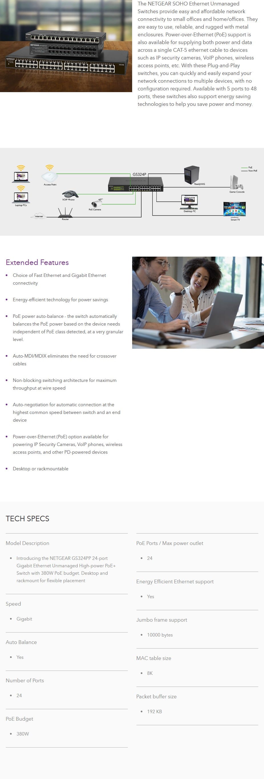 Netgear GS324PP 24-Port Gigabit PoE+ Switch