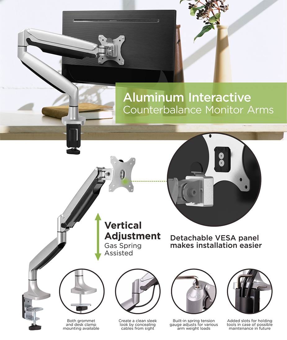 Brateck 13-32" Counterbalance Single Monitor Arm