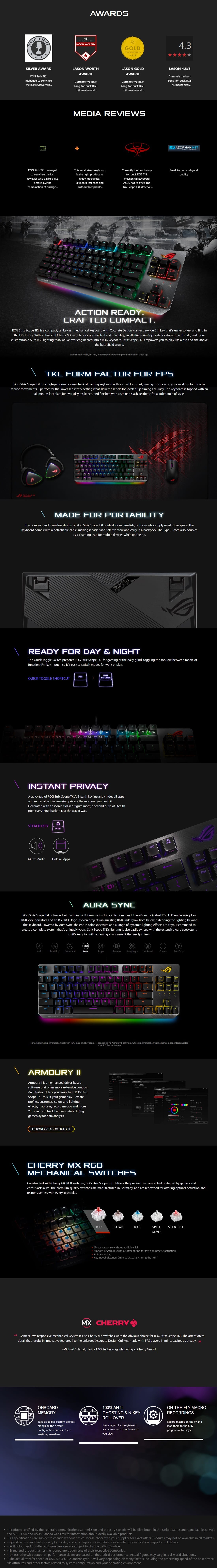 Asus ROG Strix Scope TKL RGB Wired Mechanical Gaming Keyboard - Cherry ...