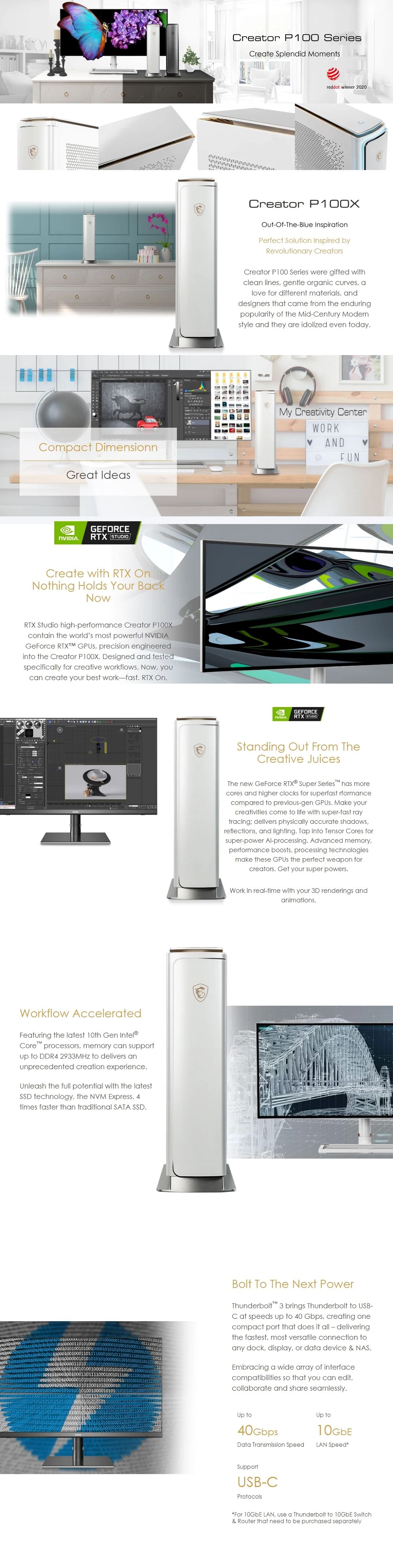 MSI Creator P100A Workstation i7-10700F, RTX 2070 Super, 32GB, 1TB SSD ...