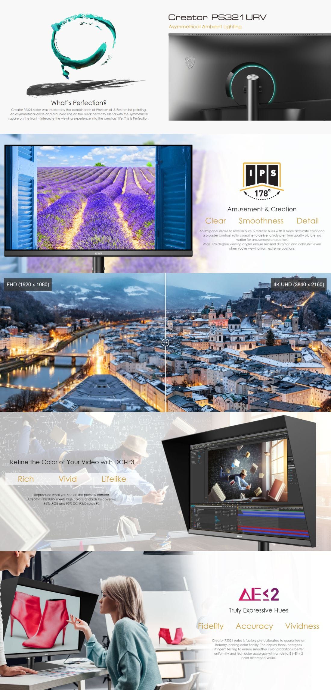 MSI Creator PS321URV 32" 4K Ultra HD IPS HDR600 USB-C Grey Monitor