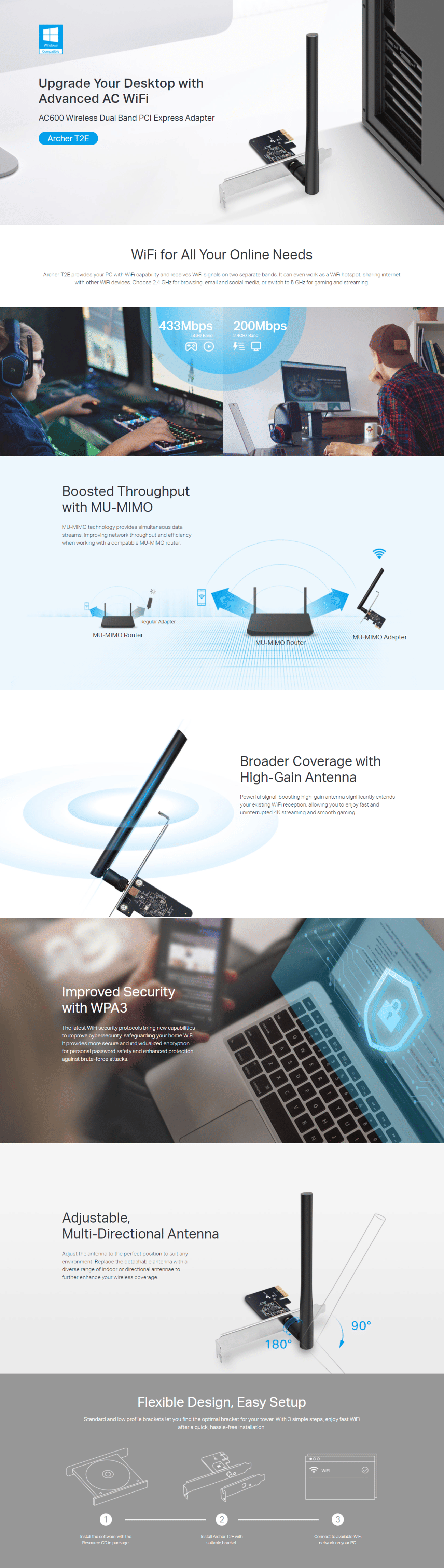 TP-Link Archer T2E AC600 Wireless Dual-Band PCI Express Adapter