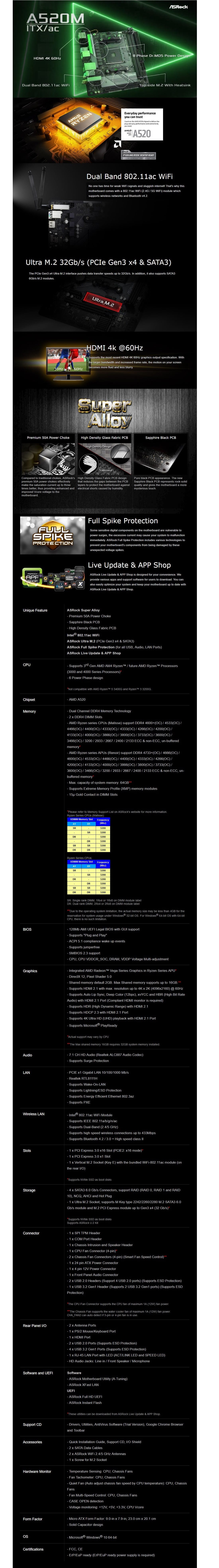 Asrock A520M/AC AM4 Micro-ATX Motherboard