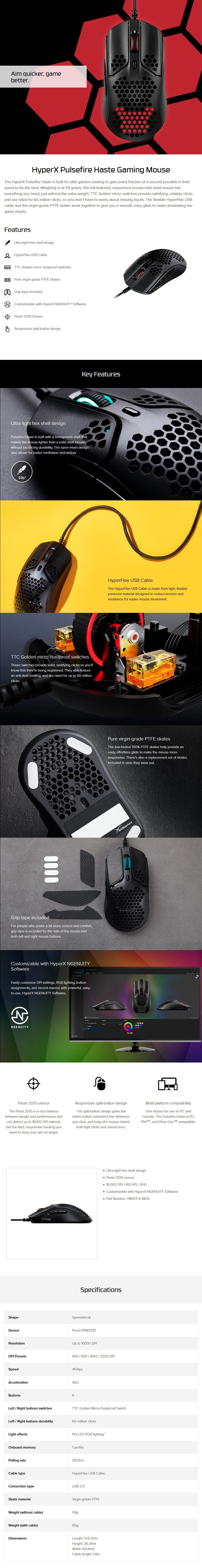 Kingston HyperX Pulsefire Haste Ultralight Gaming Mouse