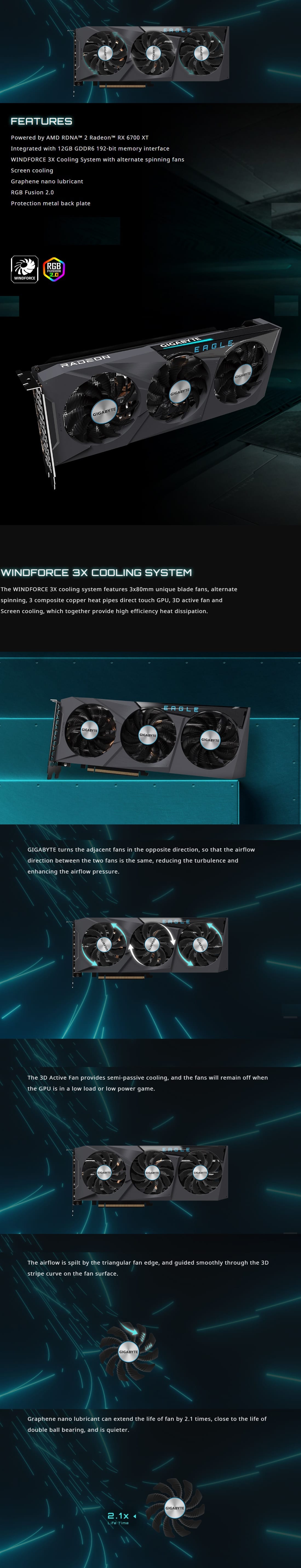 Gigabyte Radeon RX 6700 XT 12G Eagle Graphics Card