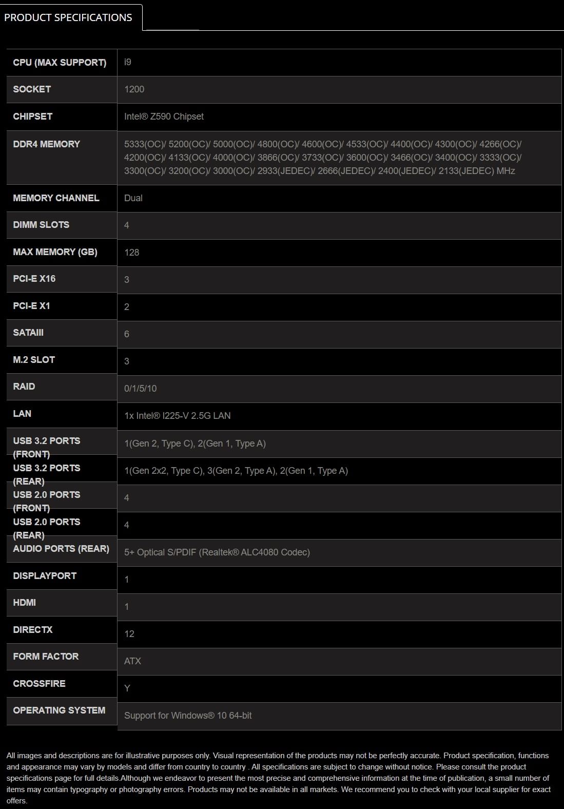 MSI MPG Z590 Gaming FORCE LGA 1200 ATX Motherboard