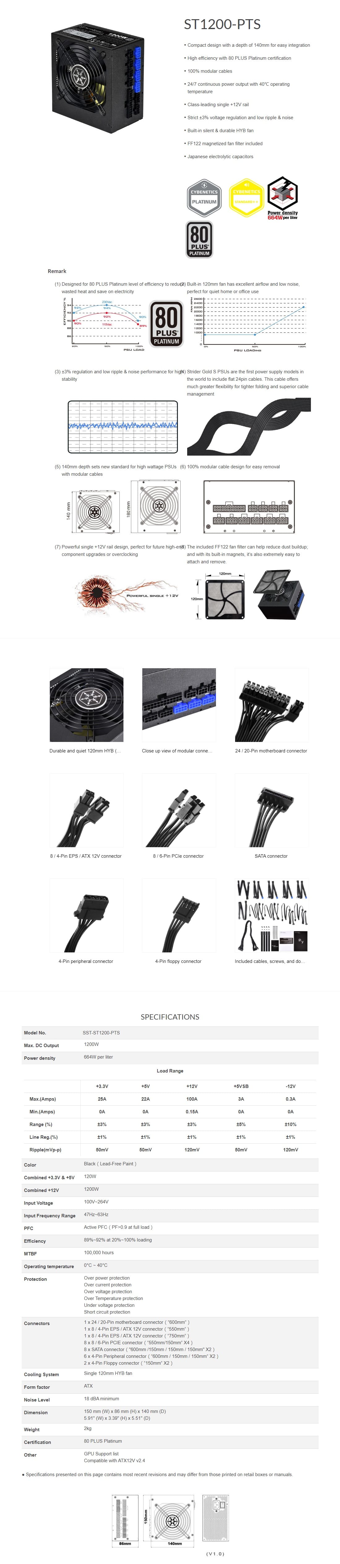 Silverstone 1200W 80+ Platinum Power Supply - Fully Modular