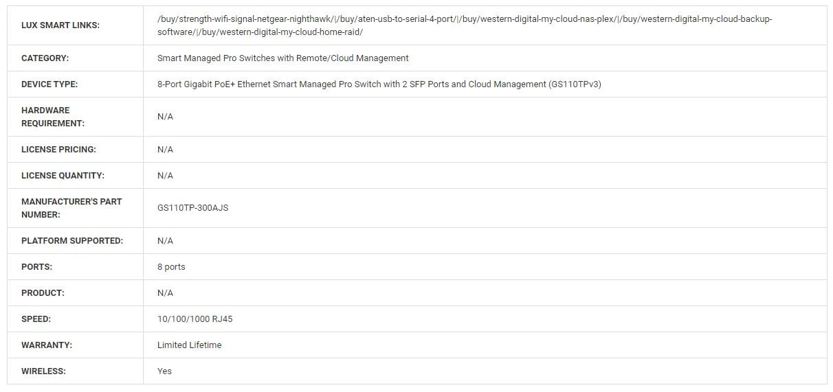 Netgear GS110TP 8-Port Gigabit Smart Managed Pro Switch With Cloud ...