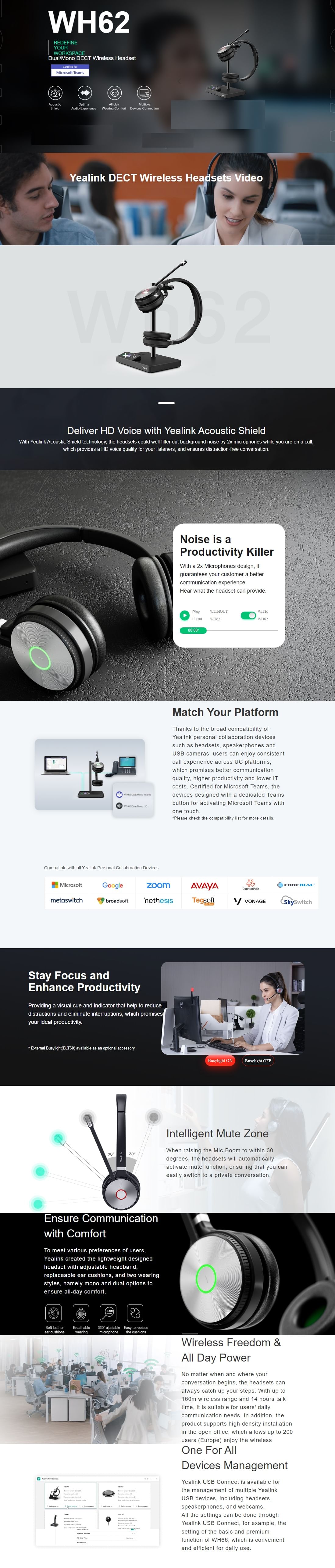 Yealink WH62 Microsoft Teams DECT Dual Wireless Headset