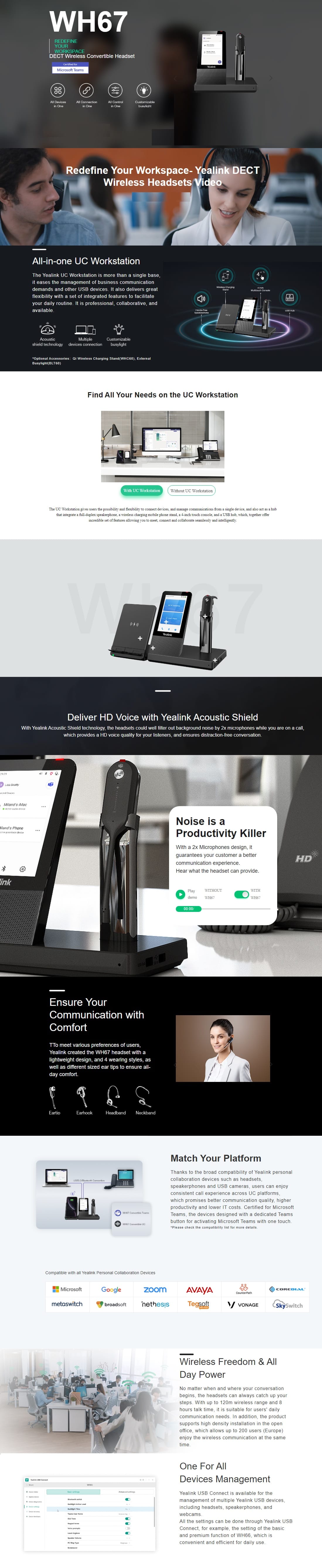 Yealink WH67 Microsoft Teams DECT Wireless Convertible Headset