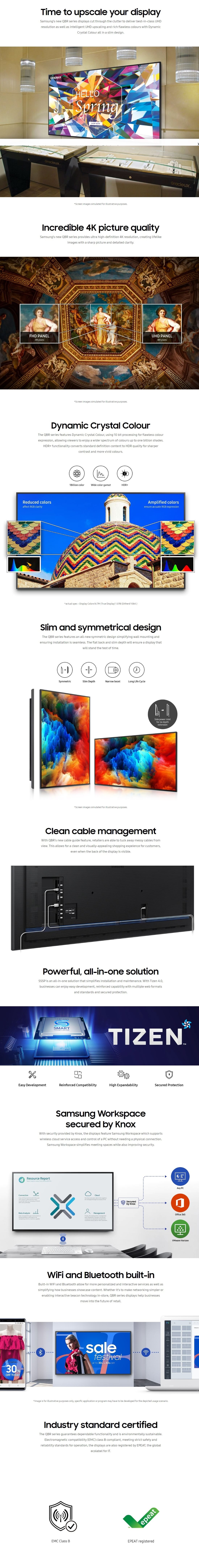 Samsung QB85R 85" Smart Signage 16/7 Commercial Display