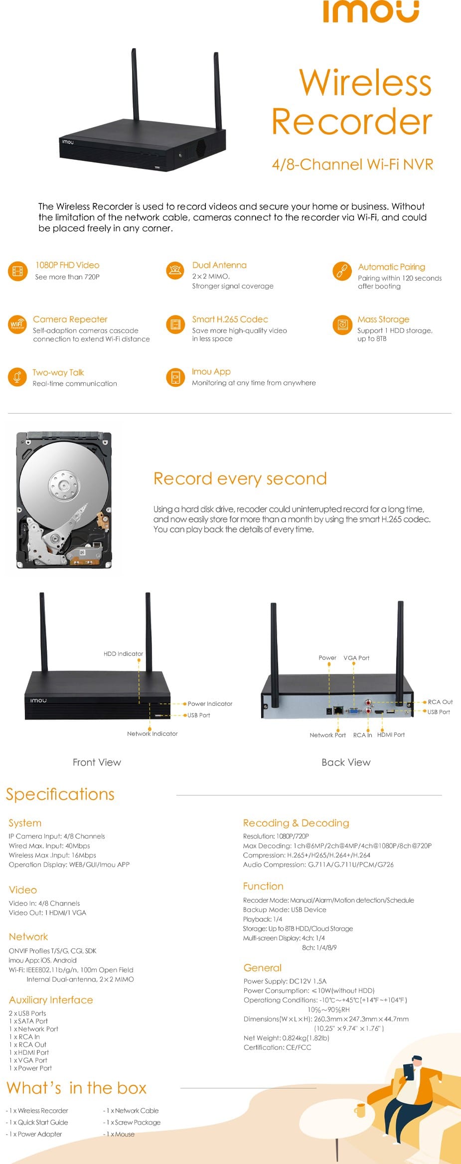 Imou 1080P Wireless Network Video Recorder