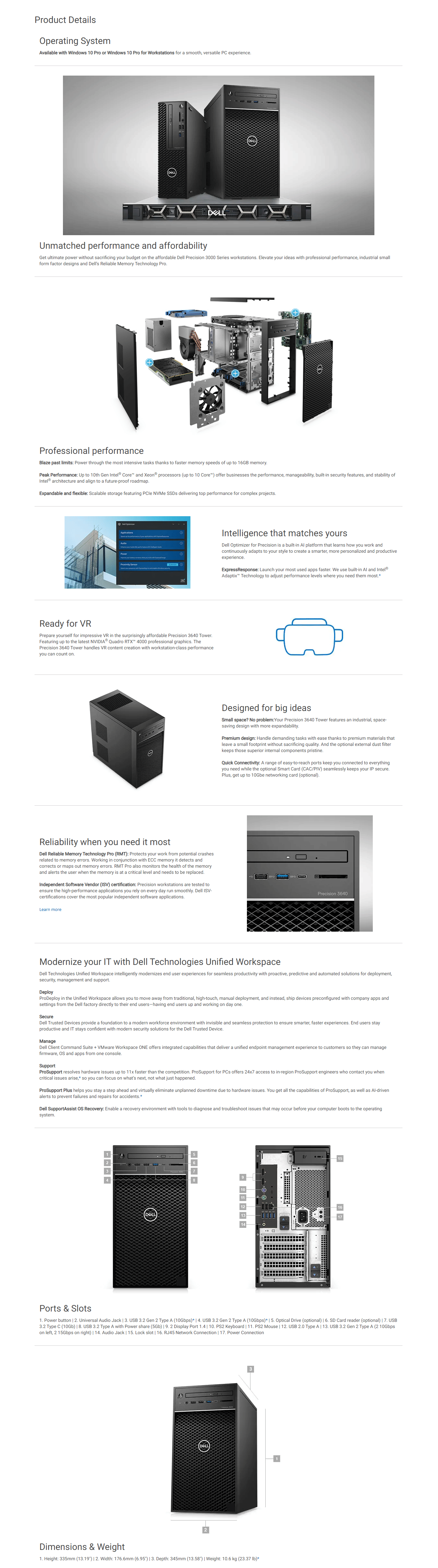 Dell Precision 3640 Tower, i7-10700, 16GB, 512GB SSD + 1TB HDD, Quadro ...