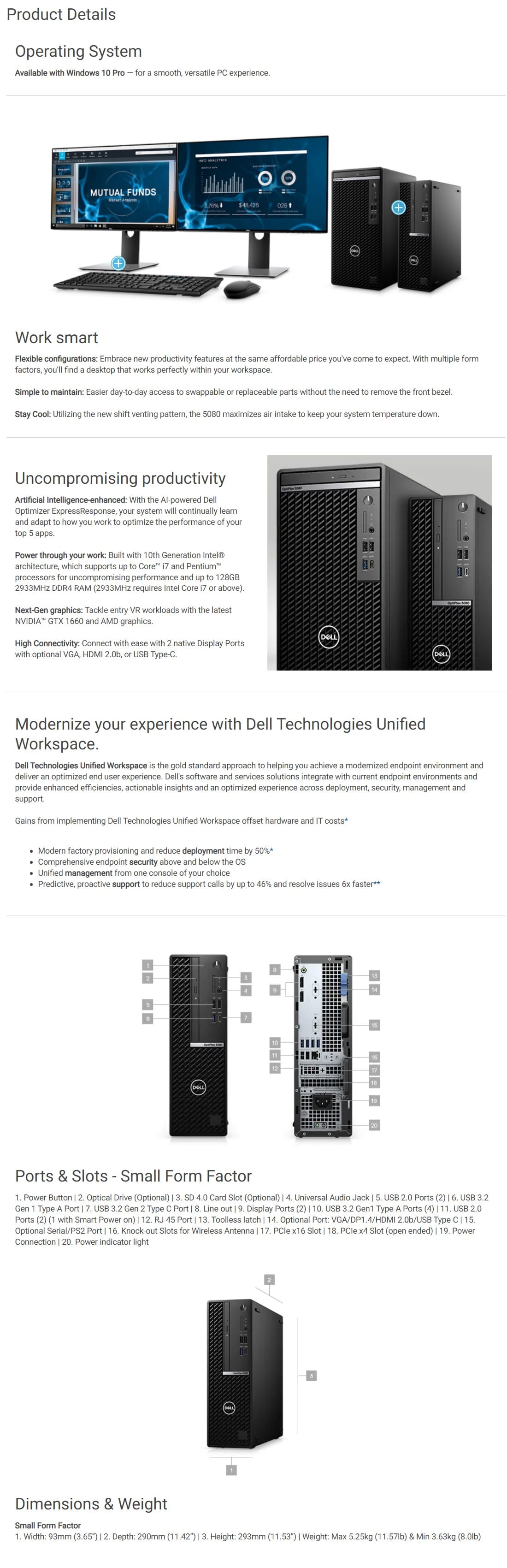 Dell OptiPlex 5080 Small Form Factor PC, i7-10700, 8GB RAM, 256GB SSD ...