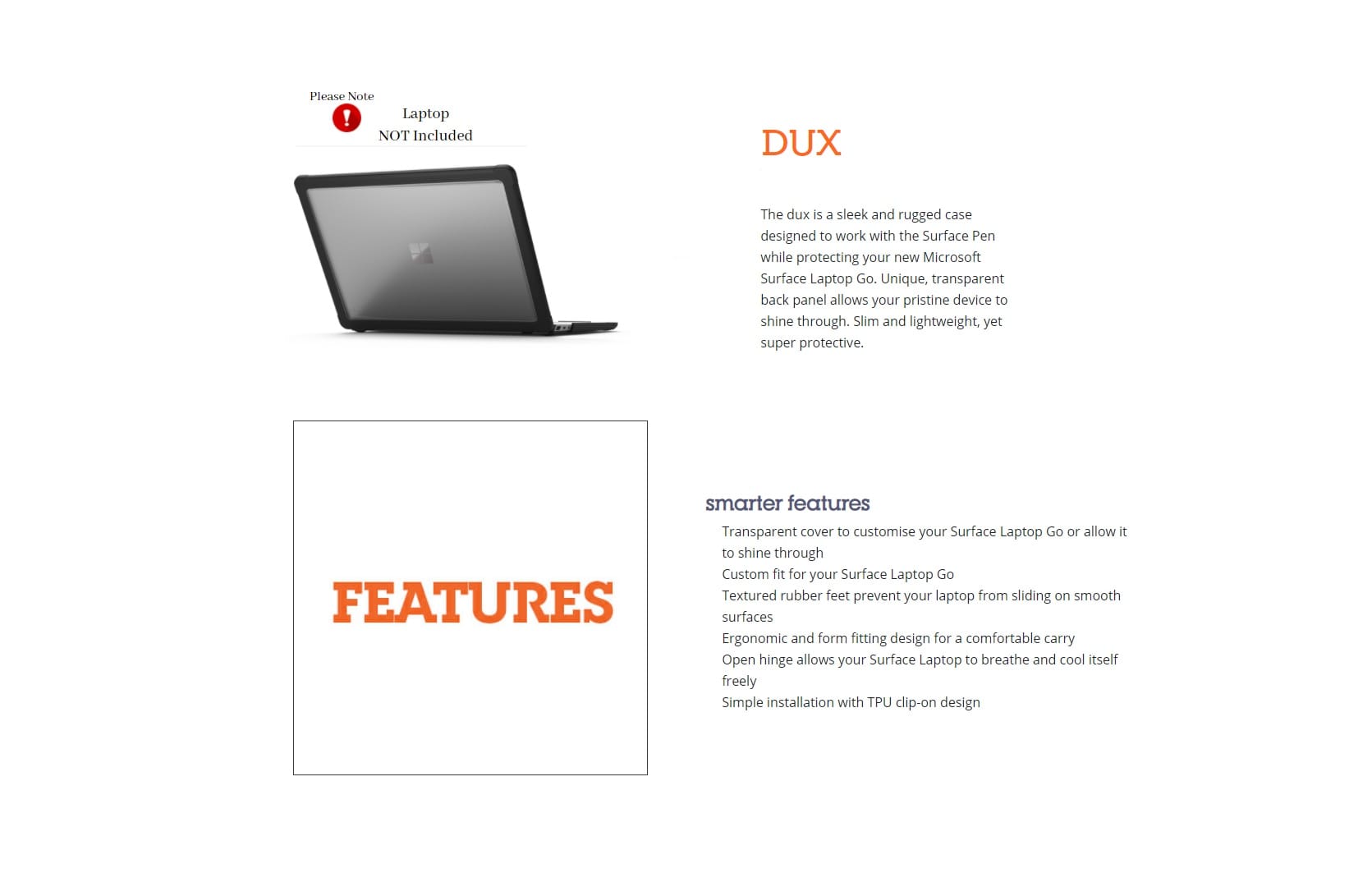 STM DUX Surface Laptop Go/GO 2/GO 3 - Black