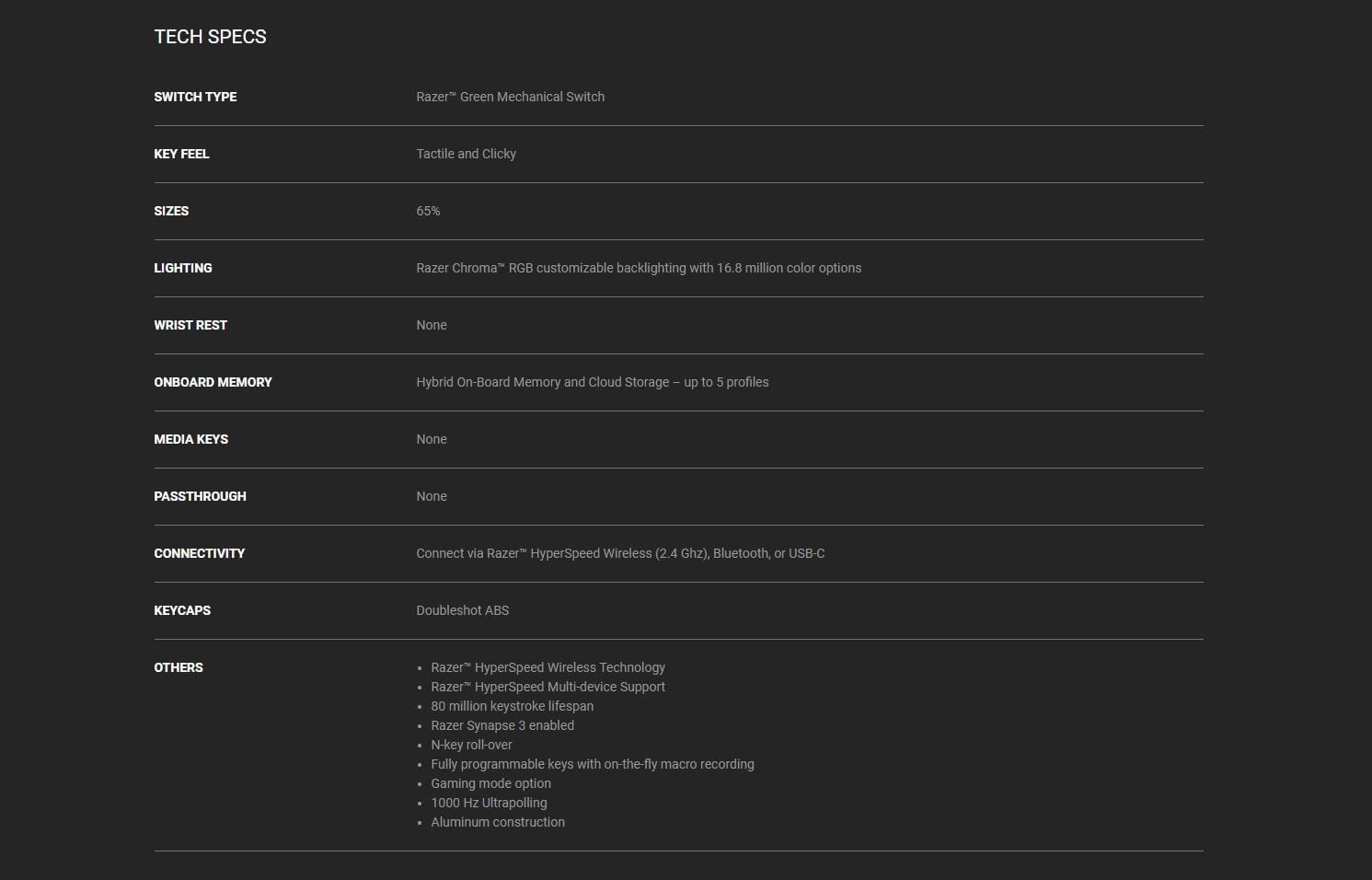 Razer BlackWidow V3 Mini HyperSpeed - 65% Wireless Mechanical Gaming ...