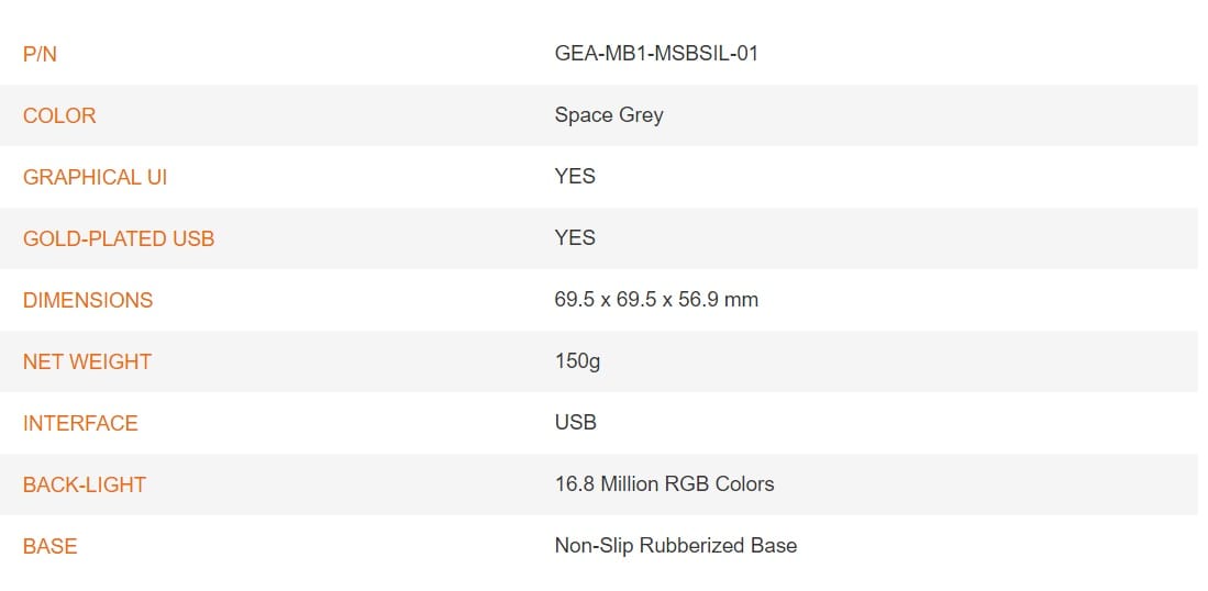 Thermaltake Argent MB1 RGB Mouse Cable Management Device - Space Grey