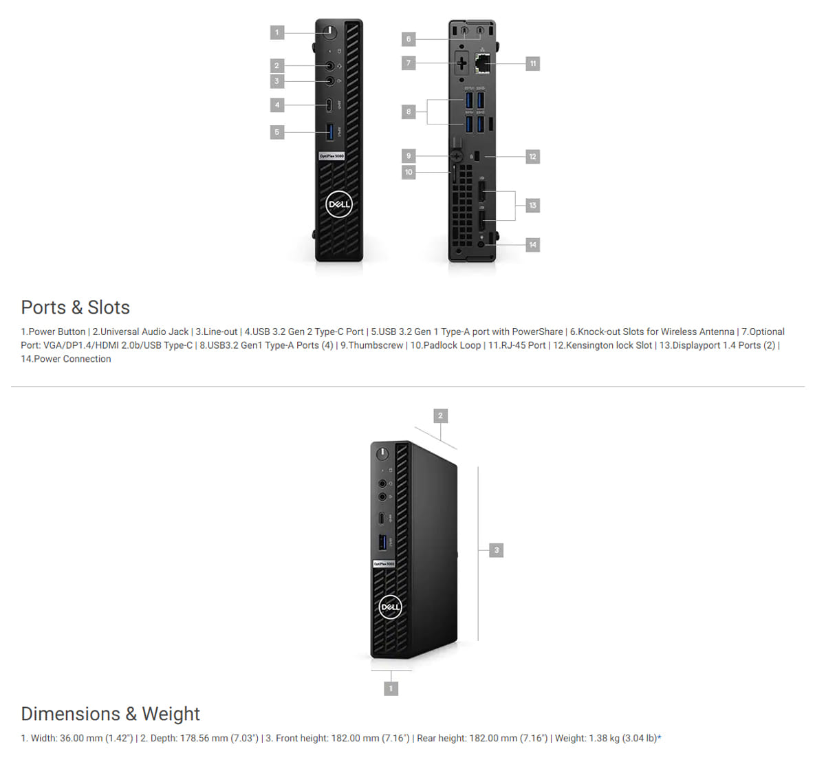 Dell Optiplex 5080 Micro Form Factor PC, i7-10700T, 16GB, 512GB SSD ...