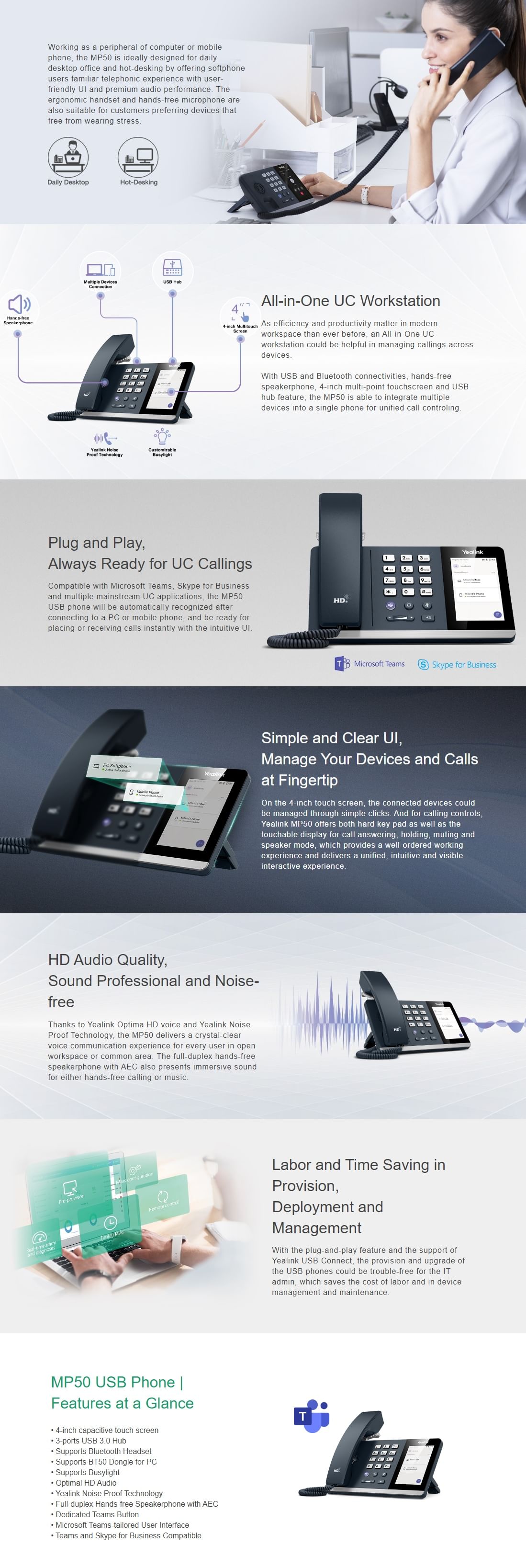 Yealink USB Desk Phone For Microsoft Teams