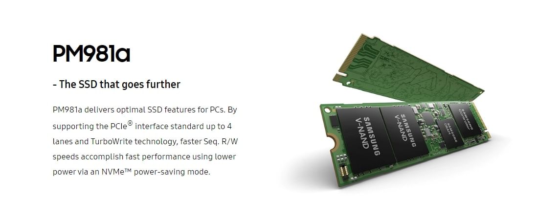 Samsung PM981a 256GB M.2 PCIe NVMe SSD