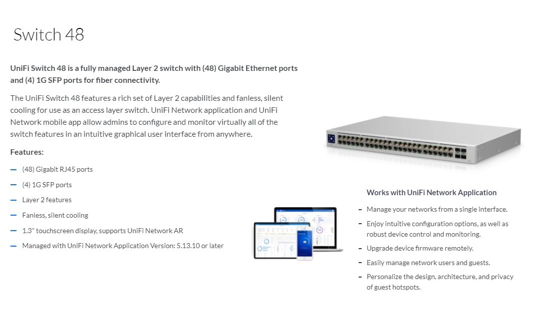 Ubiquiti 48 Port Managed Gigabit Switch - Touch Display