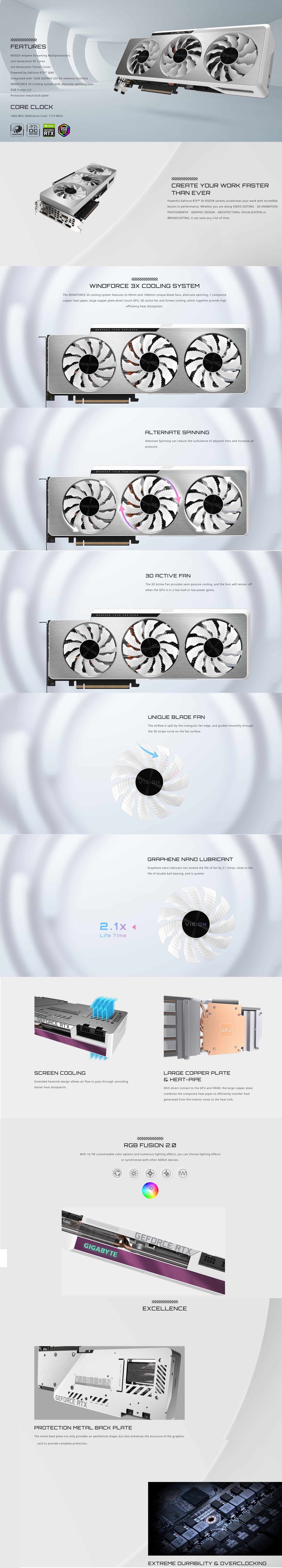 Gigabyte GeForce RTX 3080 VISION OC 10G Graphics Card