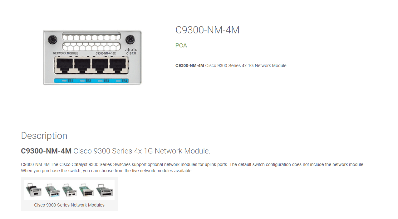 Cisco 9300 Series 4x 1G Network Module