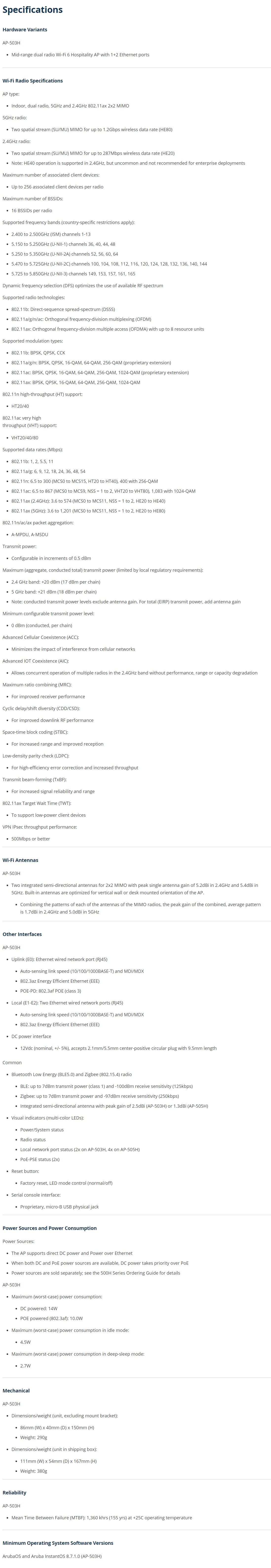 HPE AP-503H (RW) Dual-Radio 802.11ax 2x2 Unified Hospitality Access ...