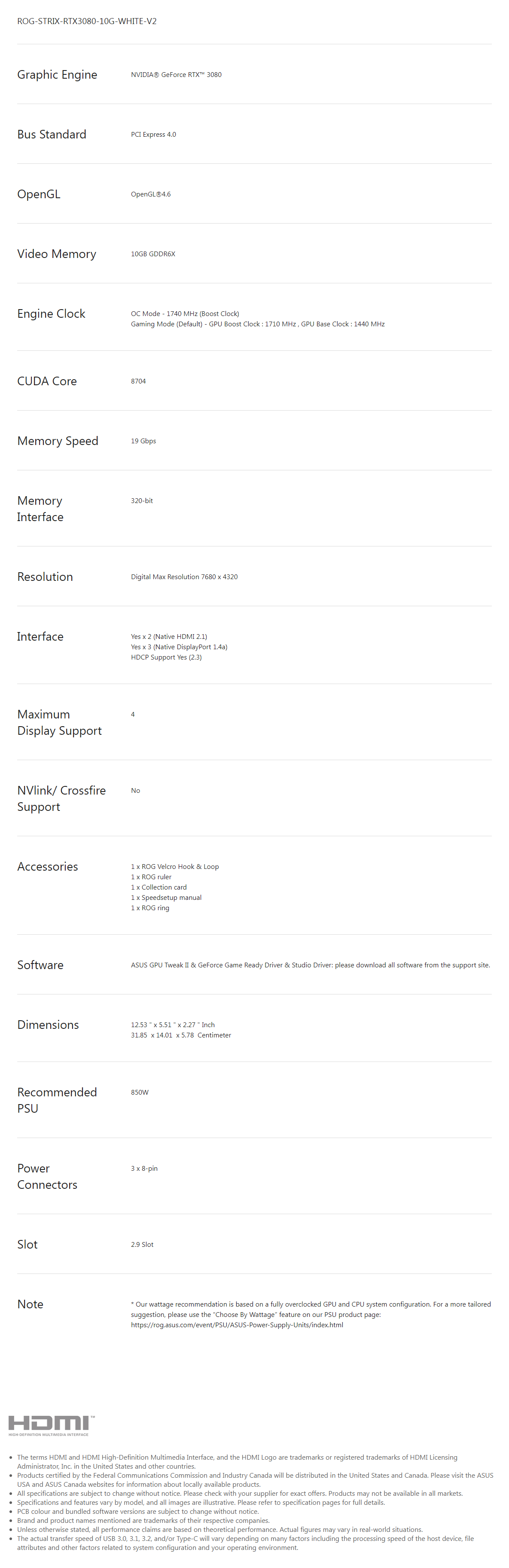 Asus ROG STRIX Geforce RTX 3080 10G V2 Gaming Graphics Card - LHR ...