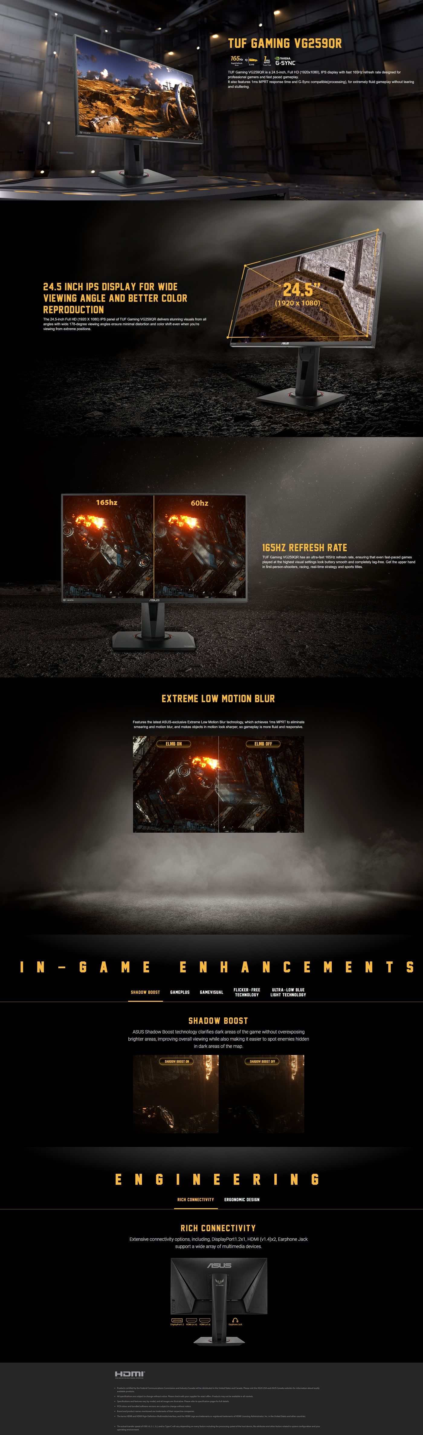 (Carton Damaged) Asus TUF Gaming LED 24.5" FHD 1ms 165Hz G-Sync ...