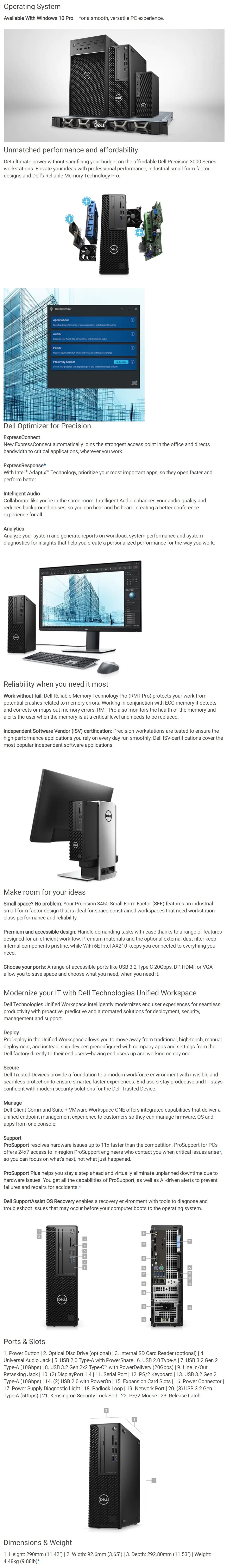 Dell Precision 3450 Small Form Factor PC, i9-11900, 32GB RAM, 512GB SSD ...