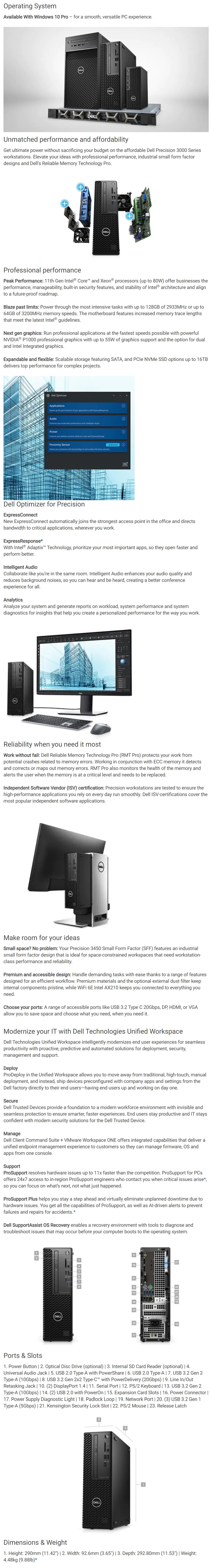 Dell Precision 3450 Small Form Factor PC, W-1250, 32GB RAM, 512GB SSD ...