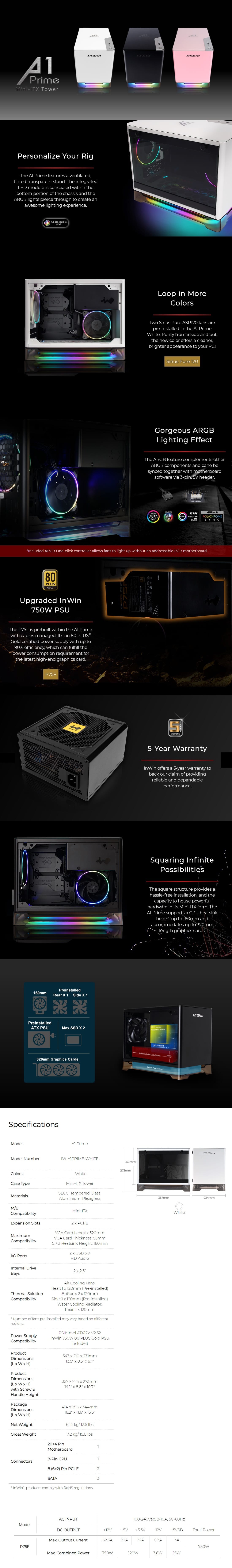 InWin A1 Prime Mini-ITX Tempered Glass Case - White