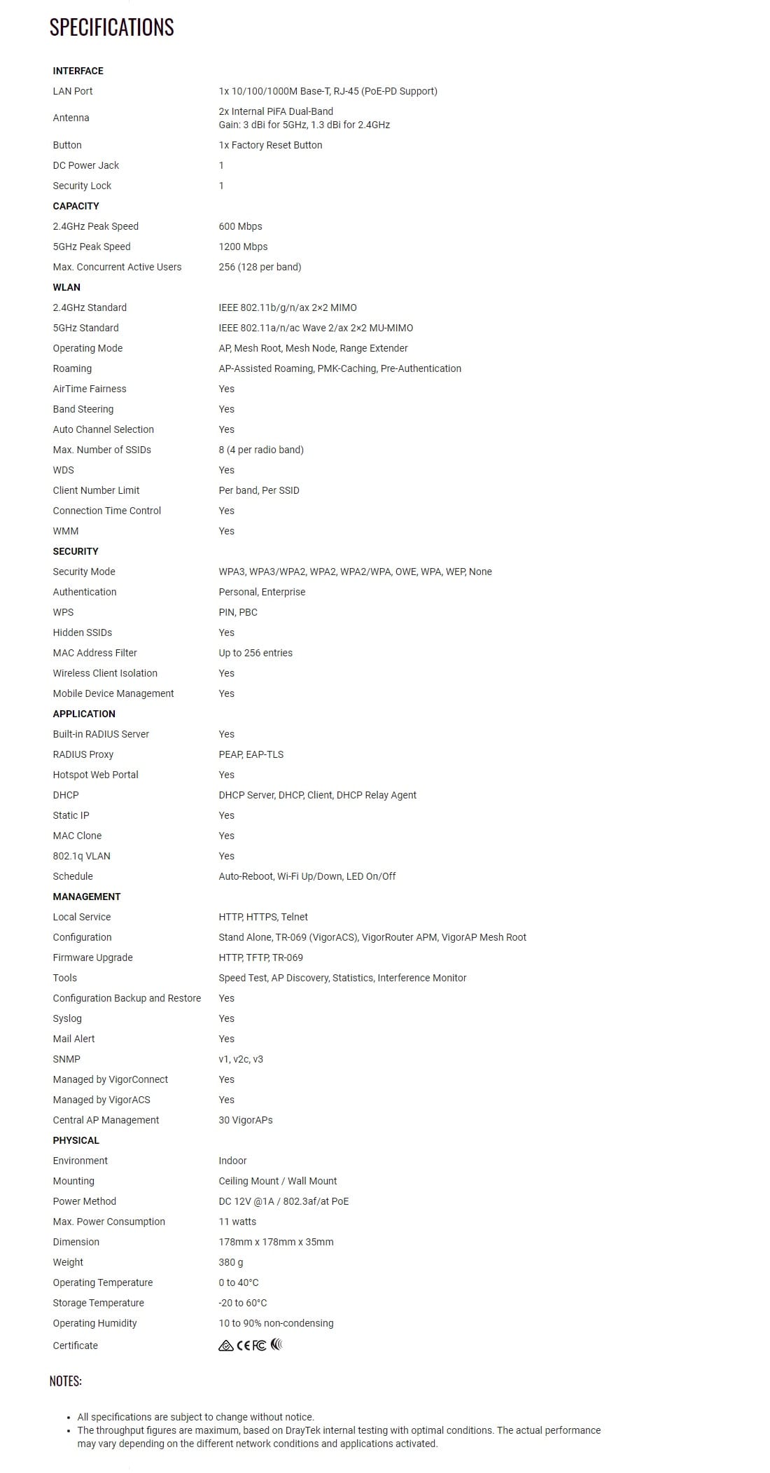 DrayTek Vigor AP 960C Ceiling Mount Wireless Access Point